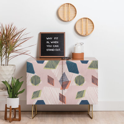 East Urban Home Mareike Striped Geometry 2 Door Accent Cabinet Wayfair